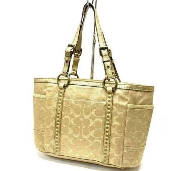 Coach | Bags | Coach Vintage Y2k Gold Gallery Signature Metallic ...